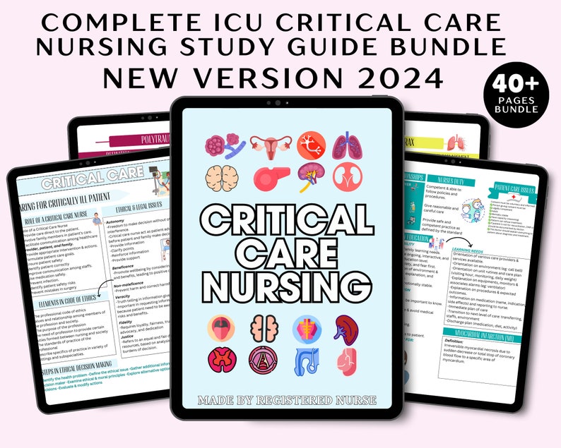 Critical Care Nursing 2024 Edition, ICU Study Guide, Med Surg, Nursing ...
