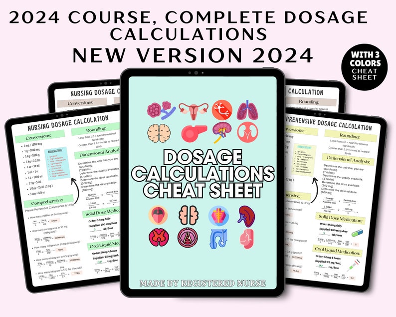 Dosage Calculations Study Guide, Nursing School Notes (PDF & PNG) - Etsy