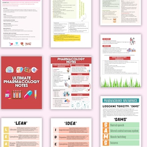 Pharmacology Study Guide Bundle 100+ Pages, Pharmacology Notes, Nursing ...