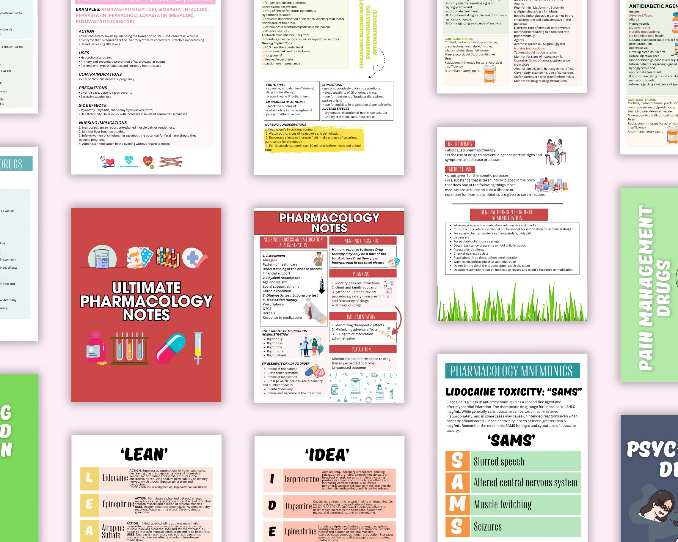 Pharmacology Study Guide Bundle 100+ Pages, Pharmacology Notes, Nursing ...