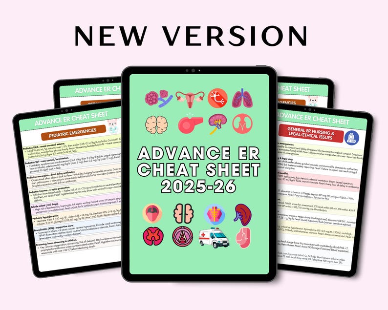 110+ ER Cheat Sheet Bundle, Critical Care Nursing, ICU Study Guide, Nursing Study Guide, Nursing ...