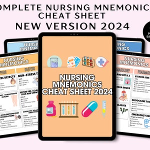 Nursing Mnemonics Cheat Sheet Bundle, Nursing Study Guide, Med Surg ...