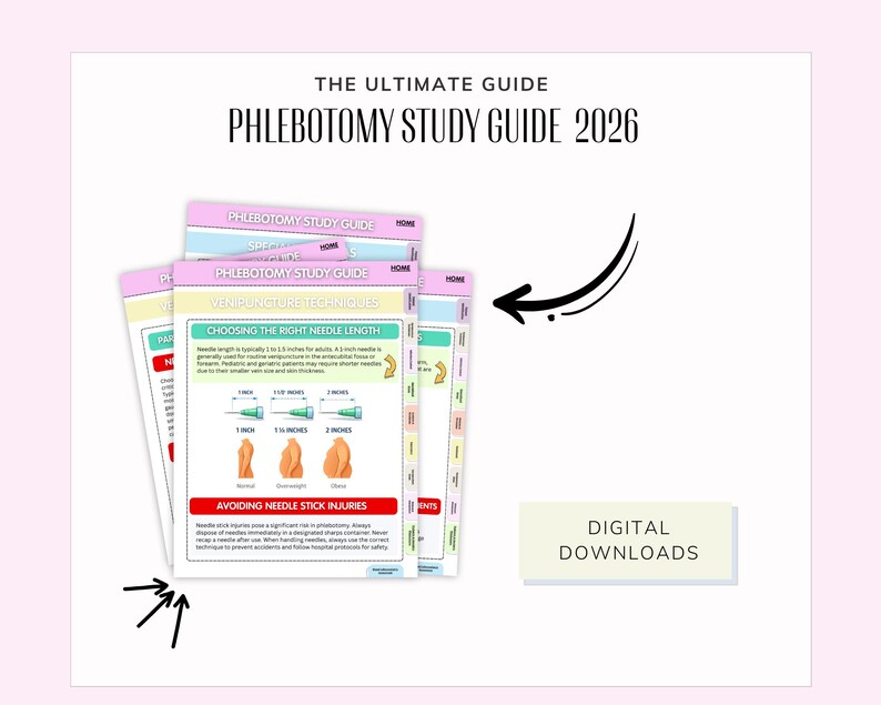 Hyperlinked Phlebotomy Study Guide, 10+ Topics, Colorful and Concise ...