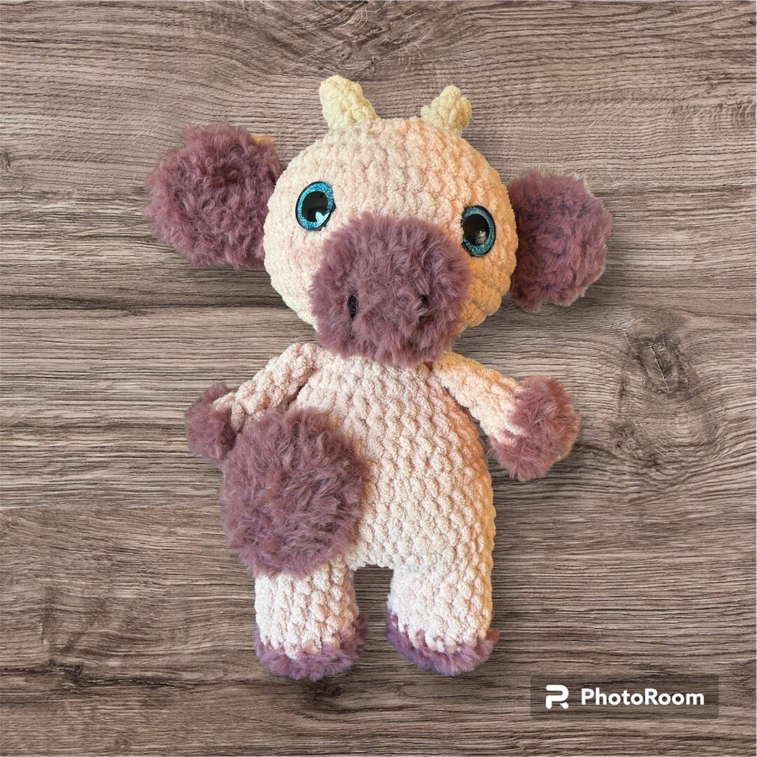 Jeffrey the Cow. Plushie. Pink & Mauve. - Etsy
