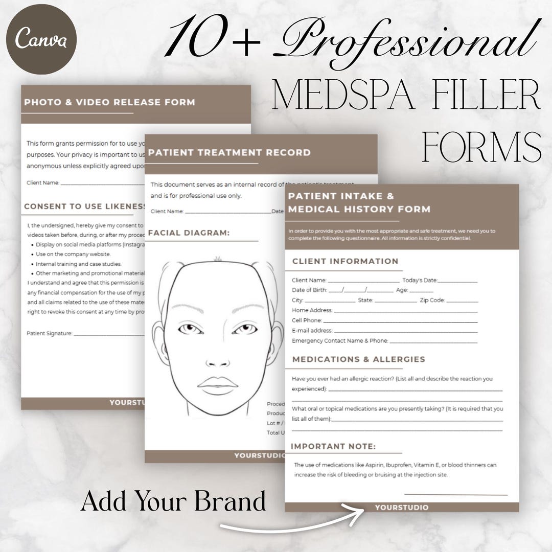 Botox and Filler Consent Forms Legal Compliance | Editable Medspa ...