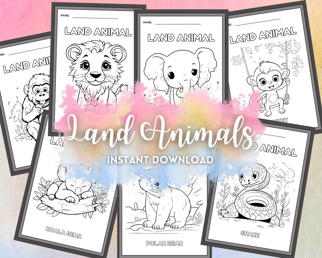 Cute Animal Coloring Pages for Kids – 7 Adorable Land Animals ...