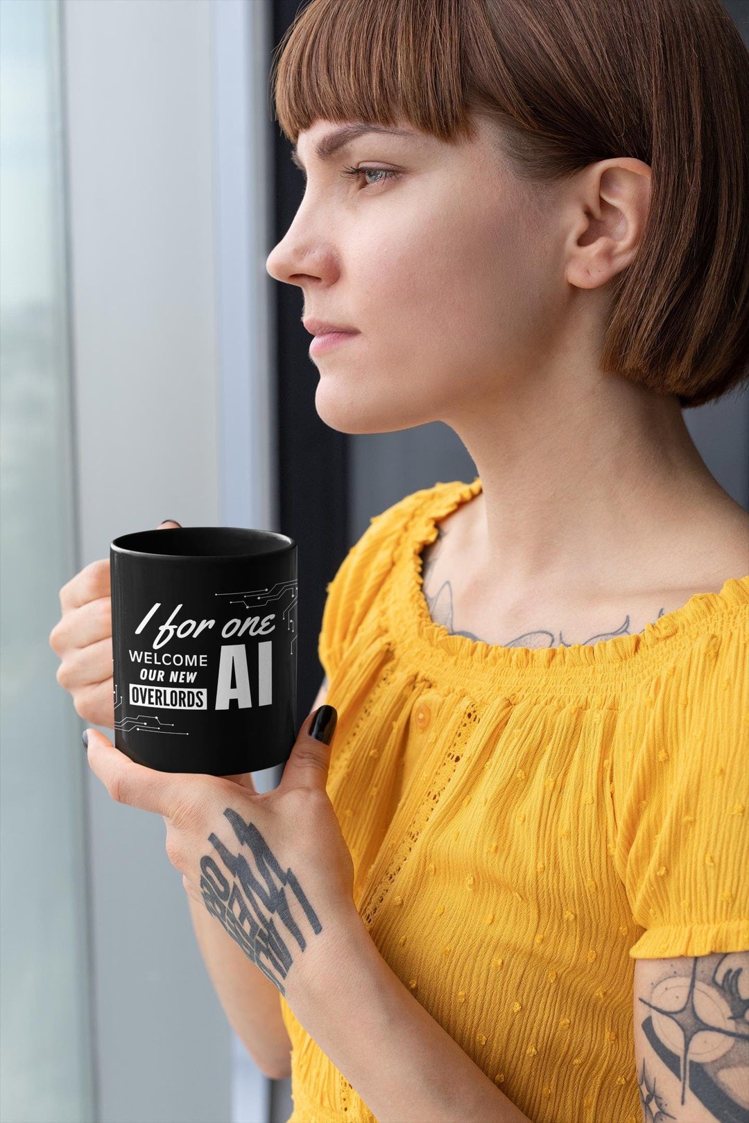 AI Overlords Mug, Funny Tech Humor 11oz Coffee Cup, Geeky AI Enthusiast ...