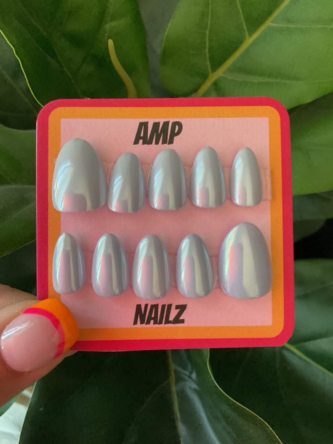Hand Painted Milky Blueberry Chrome Press on Nails, Press on Nails,gel ...