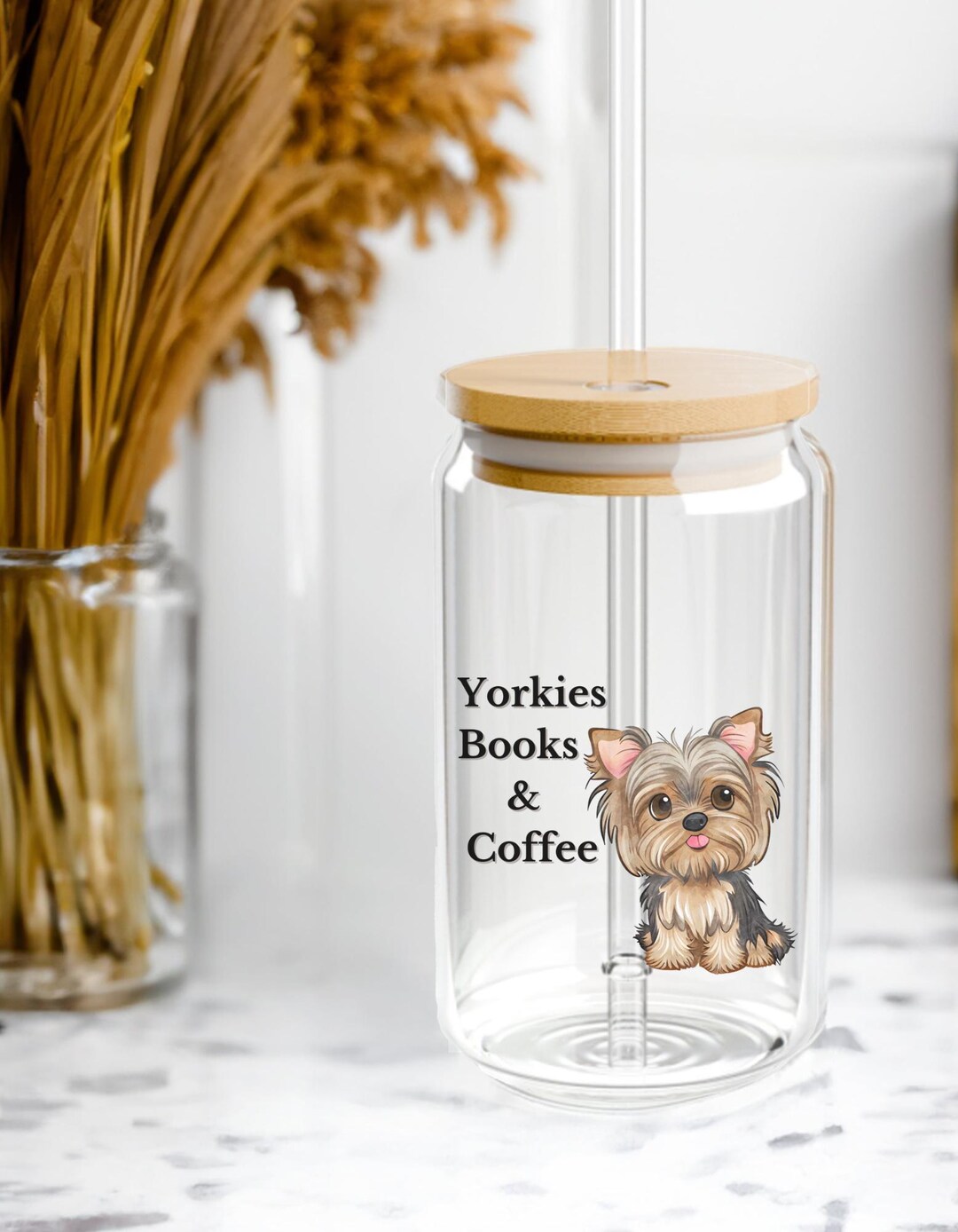 Yorkies, Books, and Coffee Glass Tumbler 16oz – Perfect Gifts for ...