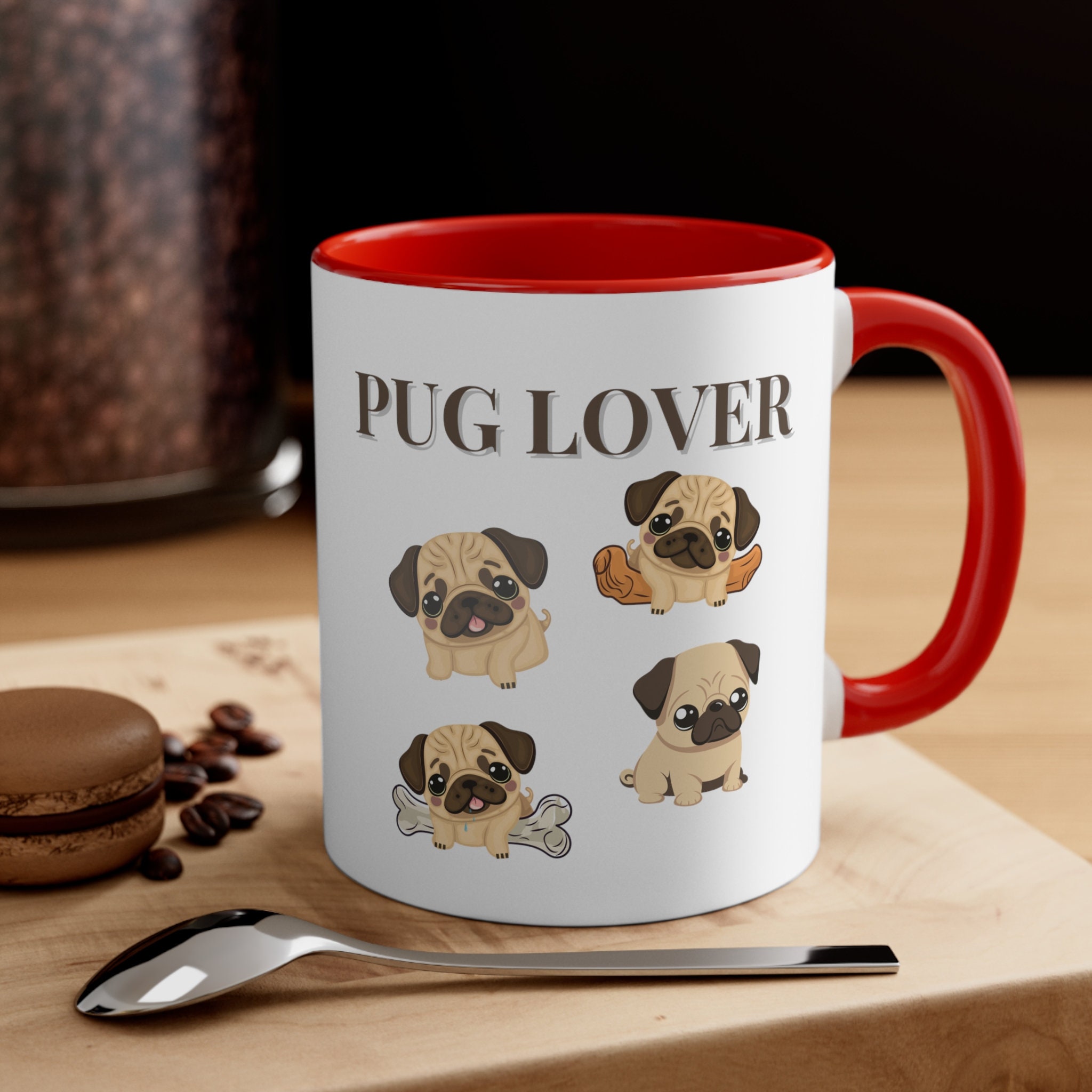Whimsical Pug Lover Mug Multi-color Dog Mom Gift Unique Coffee Cup ...