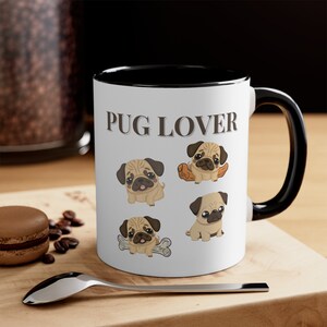 Whimsical Pug Lover Mug Multi-color Dog Mom Gift Unique Coffee Cup ...