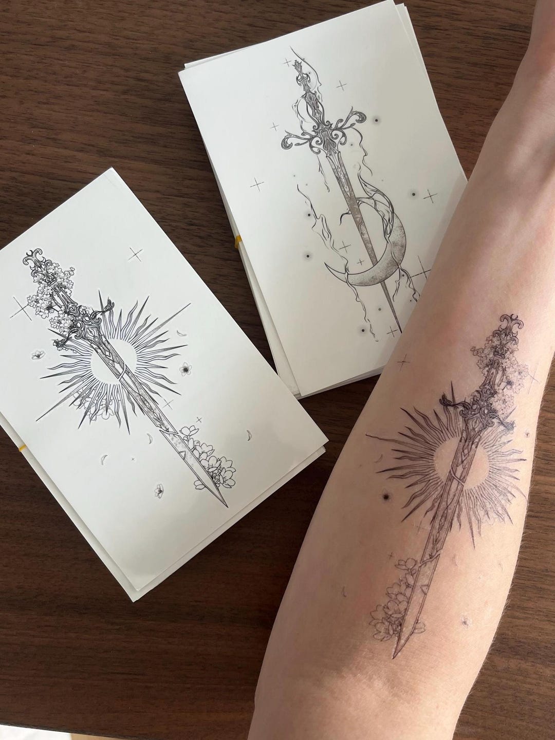 Temporary Tattoo Fantasy Sword Acotar Sun Moon - Etsy