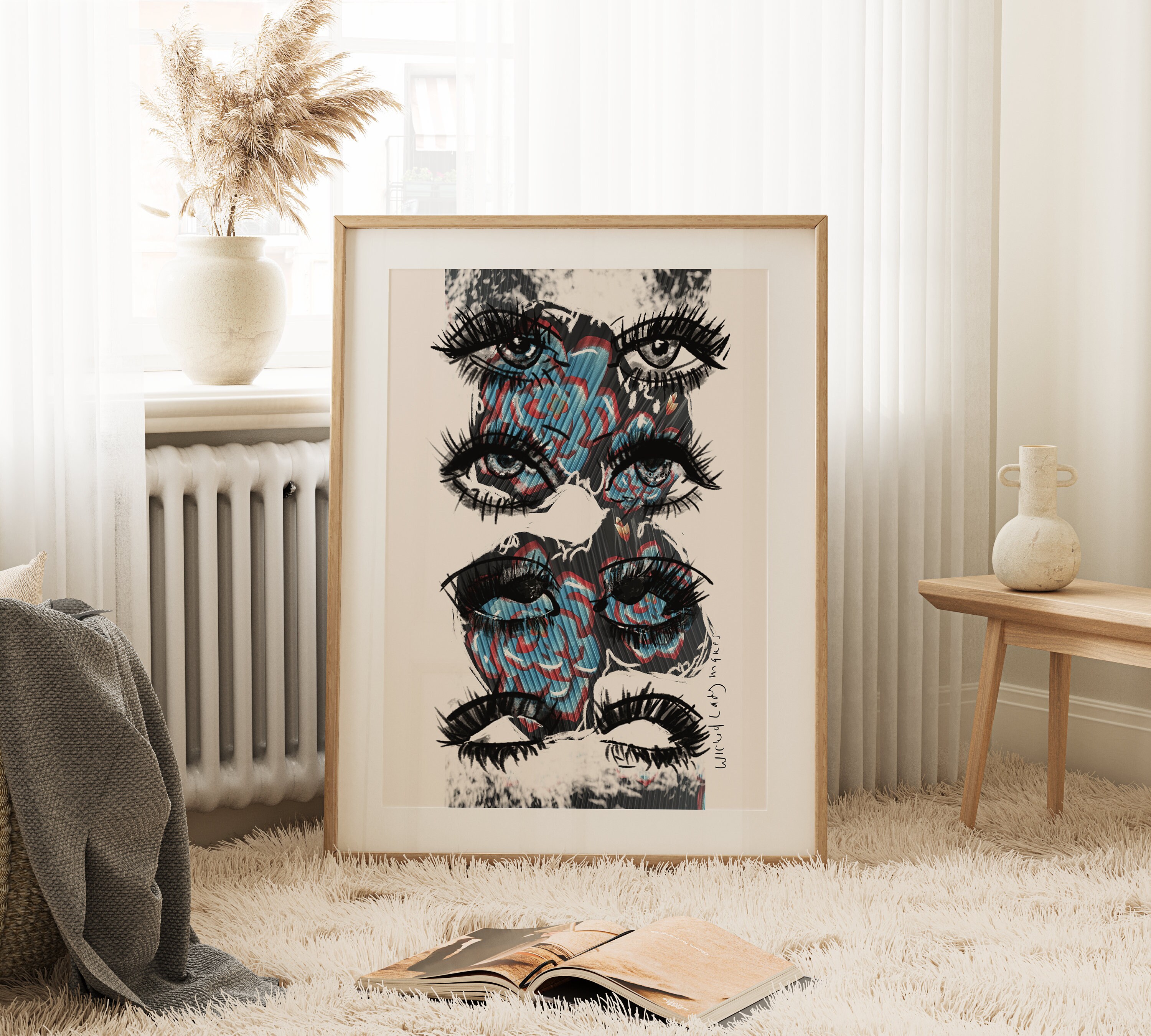 Naked Eyes Print Audrey Hepburn Wall Art Art Deco Bar Cart Modern