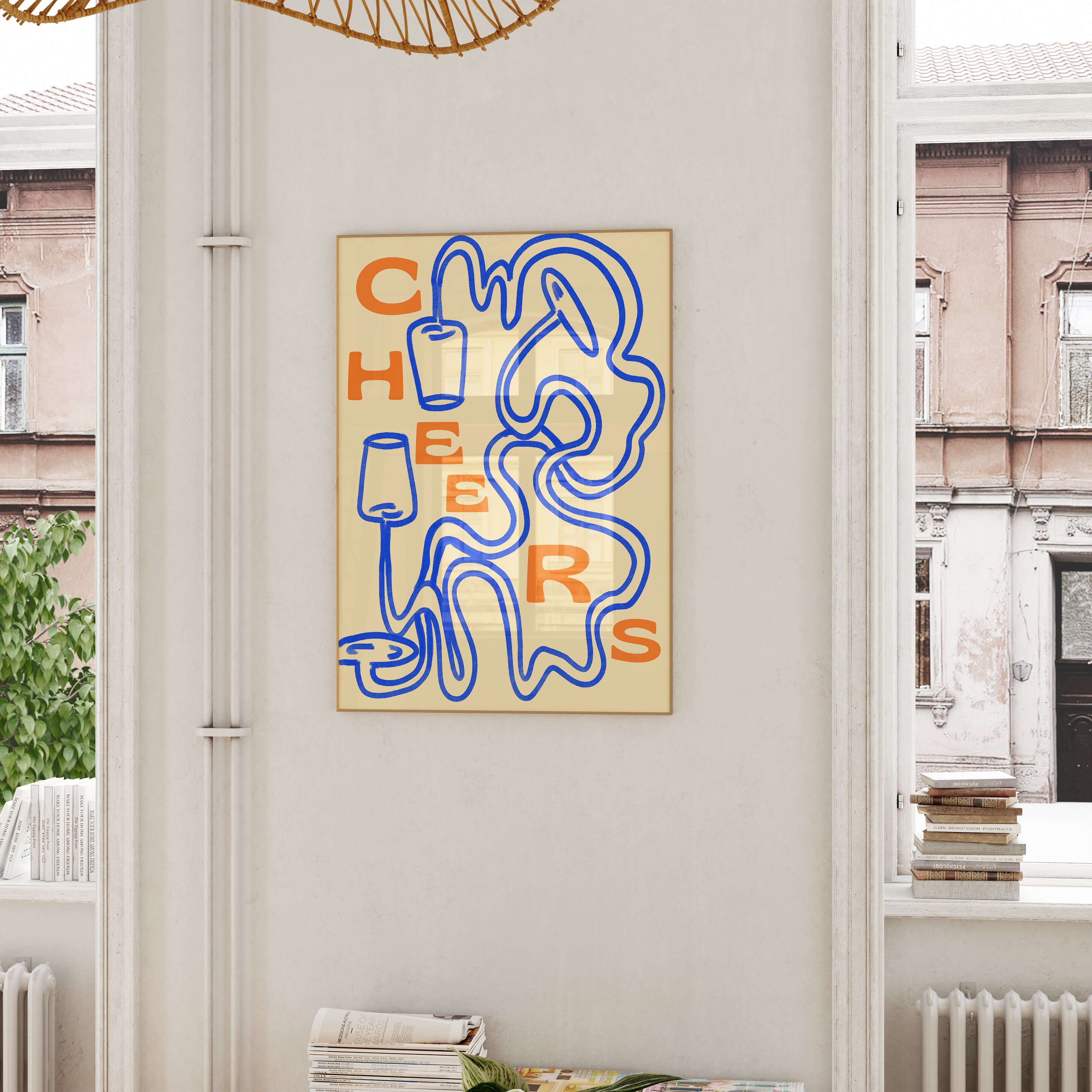 Cheers Wine Glass Sign Cheers Quote Bar Cart Art Apartment - Etsy