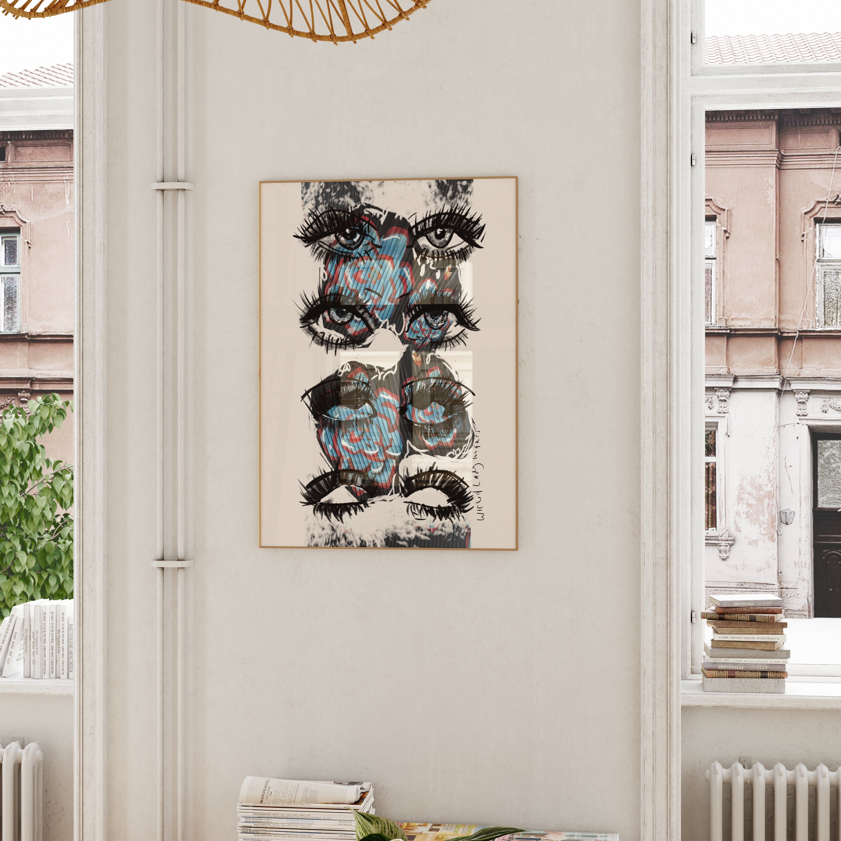 Naked Eyes Print Audrey Hepburn Wall Art Art Deco Bar Cart Modern