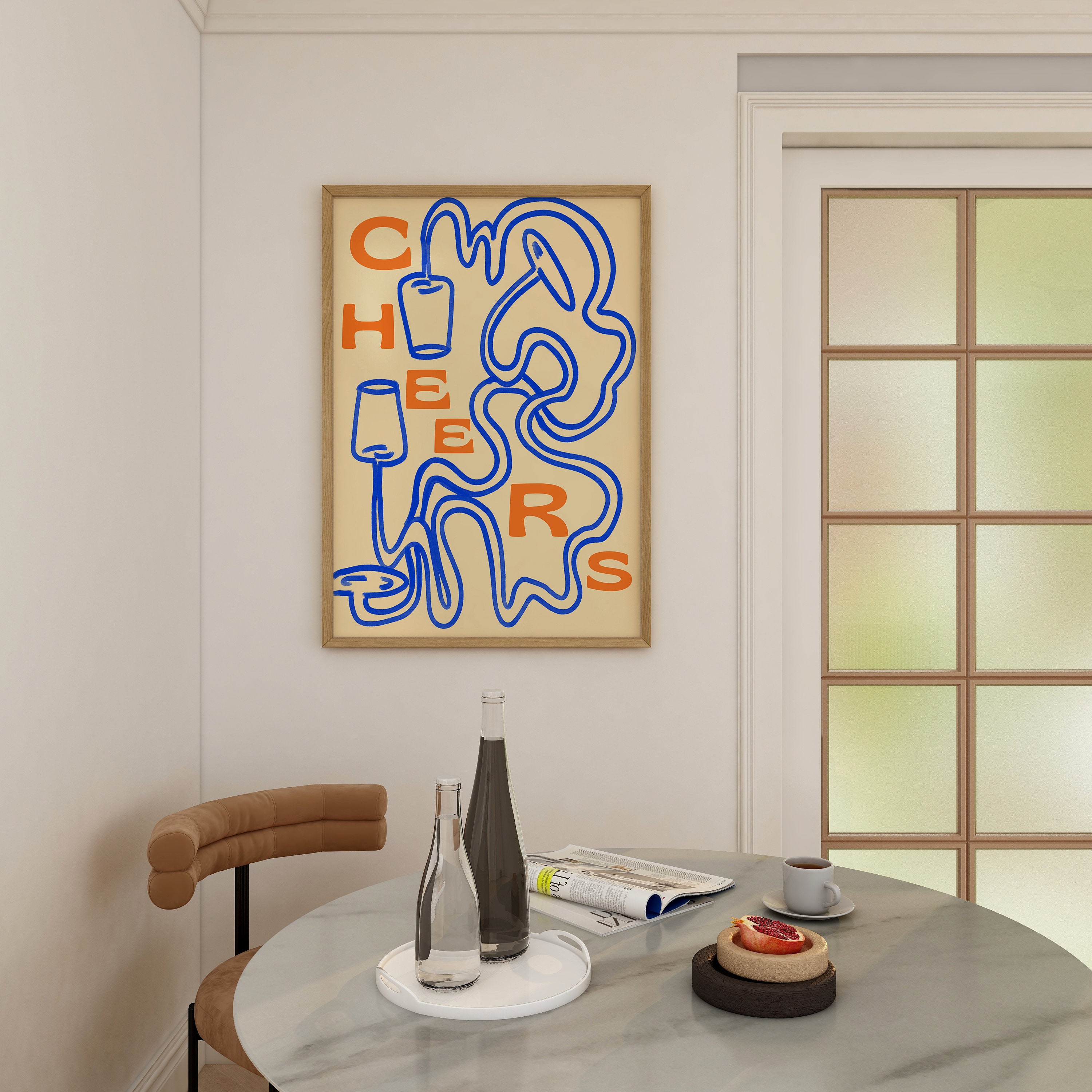 Cheers Wine Glass Sign Cheers Quote Bar Cart Art Apartment - Etsy