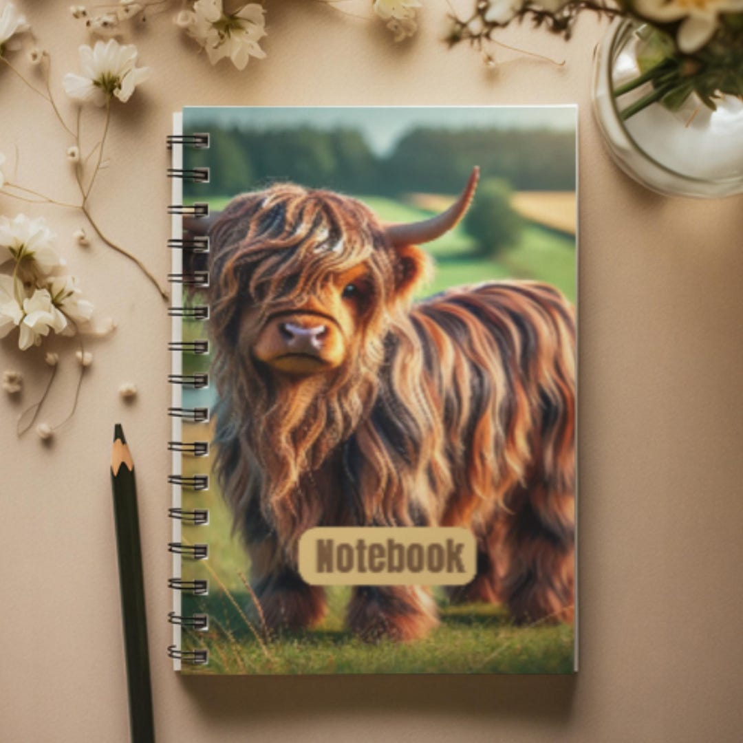 Highland Cow Spiral Notebook Lined Pages Bedside Notebook Reminder ...
