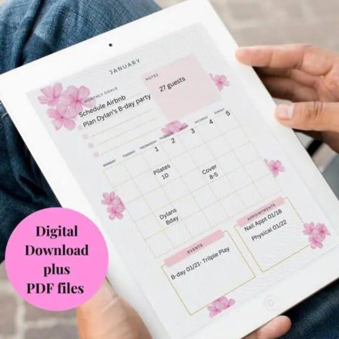 Undated Monthly Planner Digital File Download PDF Month to Month ...