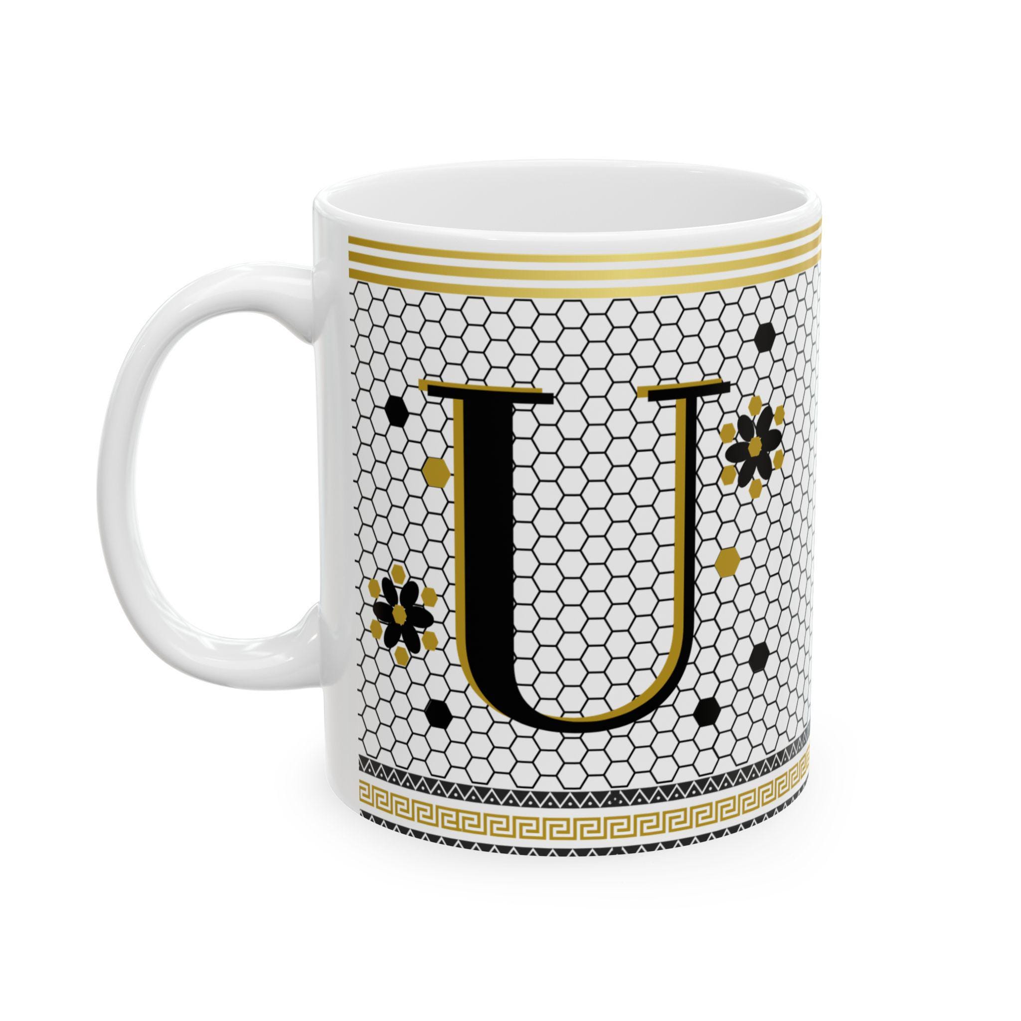 Monogrammed Bistro Tile Mug: Custom Initial Coffee Cup (letters K-Z) - Etsy