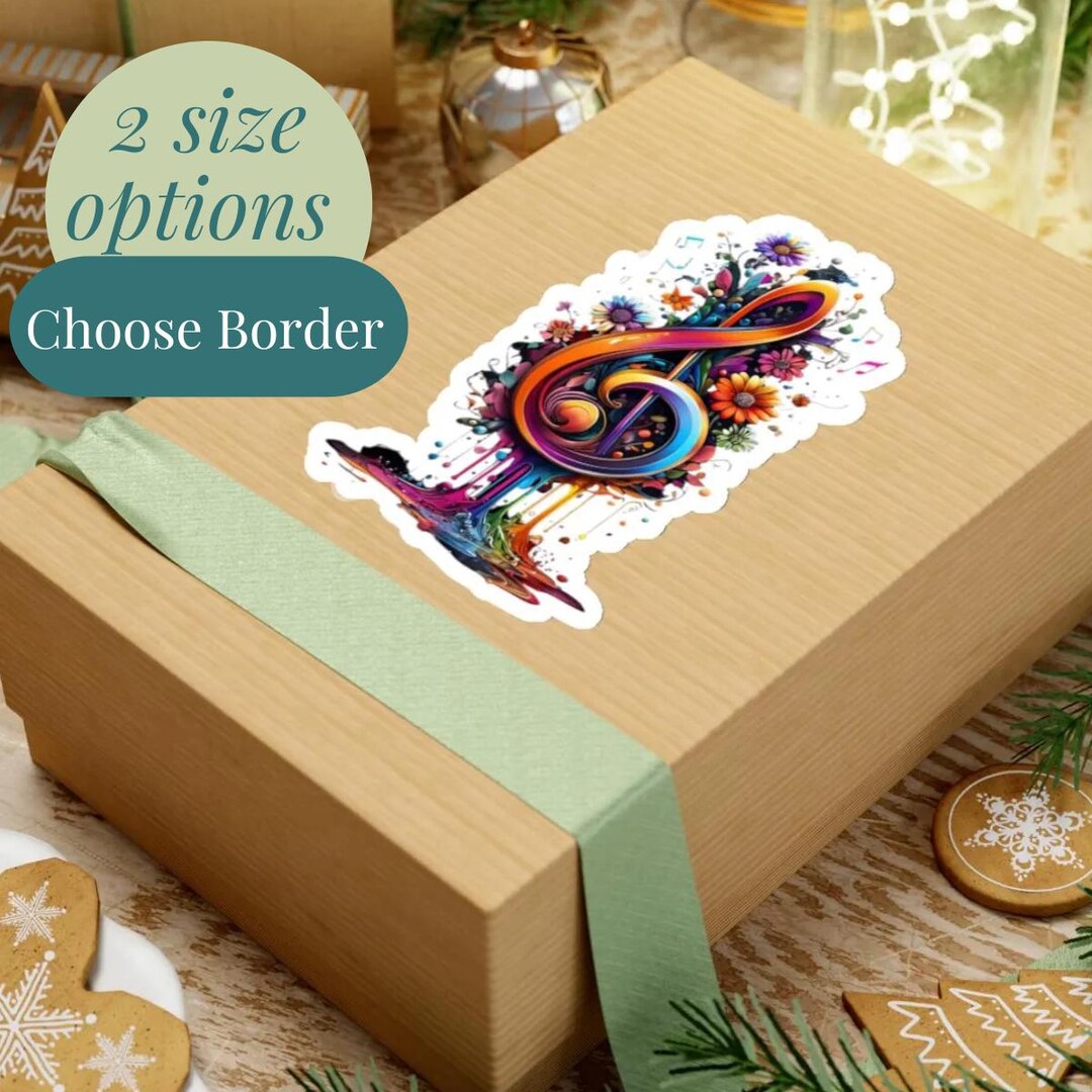 Music Note Sticker Vibrant Musical Kiss-cut Stickers White Border ...