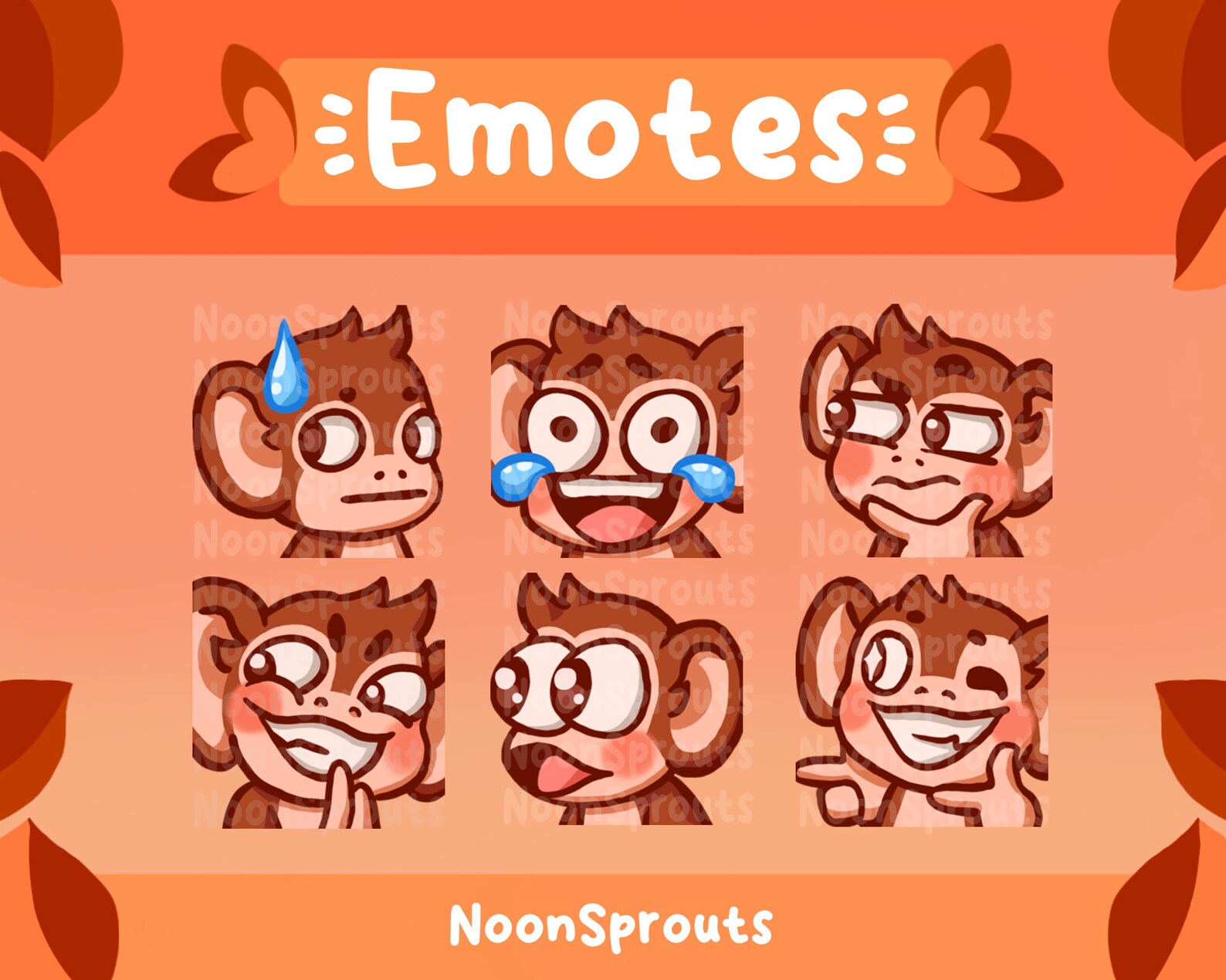 Cute Meme Monkey Emotes Twitch/discord Bundle of 6 - Etsy Canada