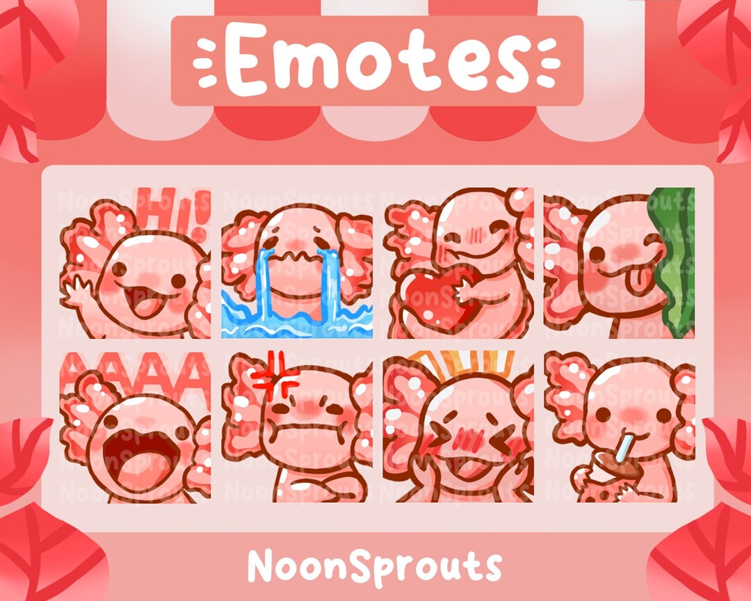 Cute Funny Axolotl Emotes Bundle of 8 Twitch/discord - Etsy