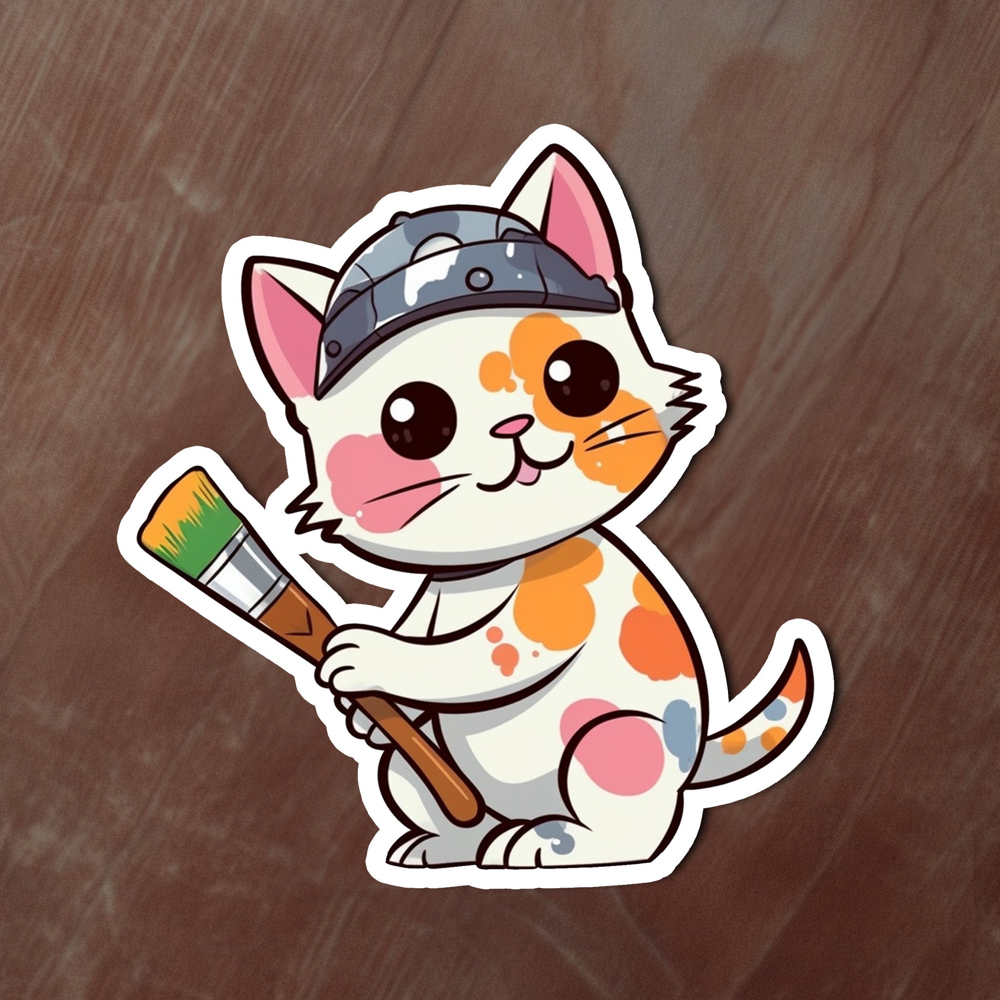 Cat With Paintbrush Sticker | Artistic | Cats | Cute | Stickers - Etsy