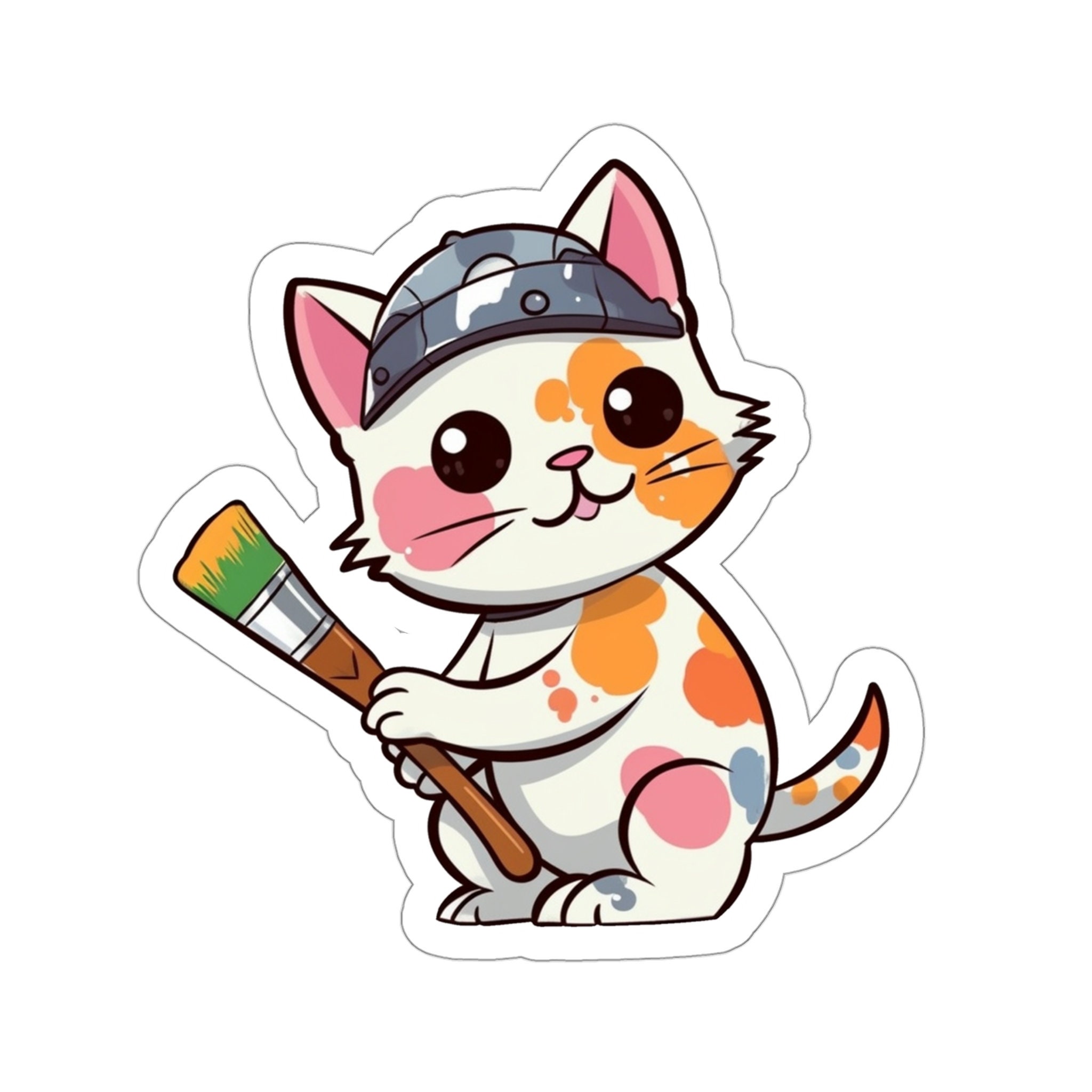 Cat With Paintbrush Sticker | Artistic | Cats | Cute | Stickers - Etsy