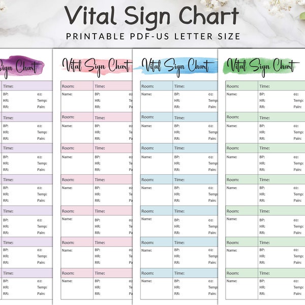 Printable and Editable Vital Signs Chart - Etsy