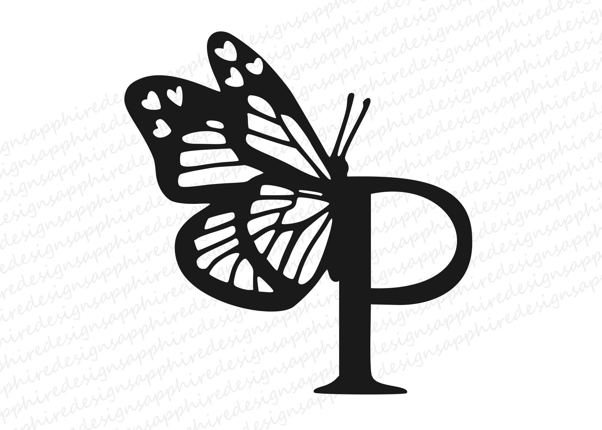 P Letter Svg Files, Alphabet Svg, Butterfly Svg, Vector, Png, Dxf, Pdf ...