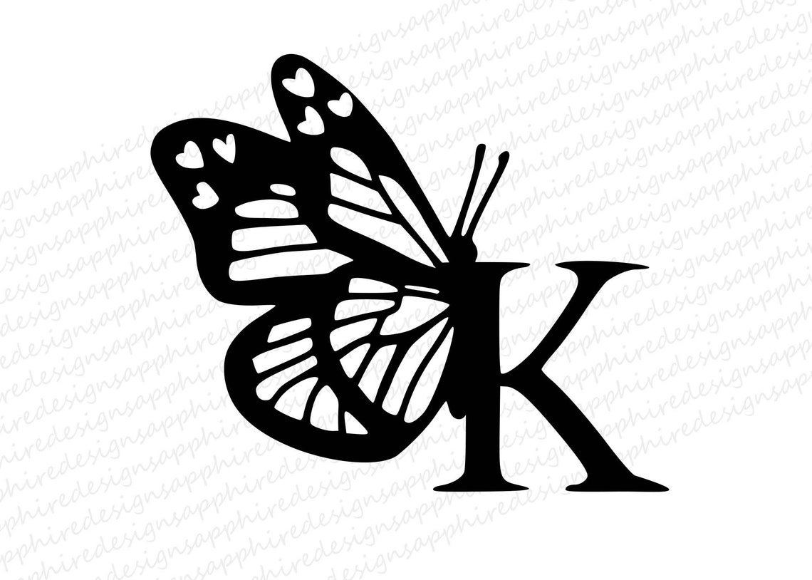K Letter Svg Files, Alphabet Svg, Butterfly Svg, Vector, Png, Dxf, Pdf ...