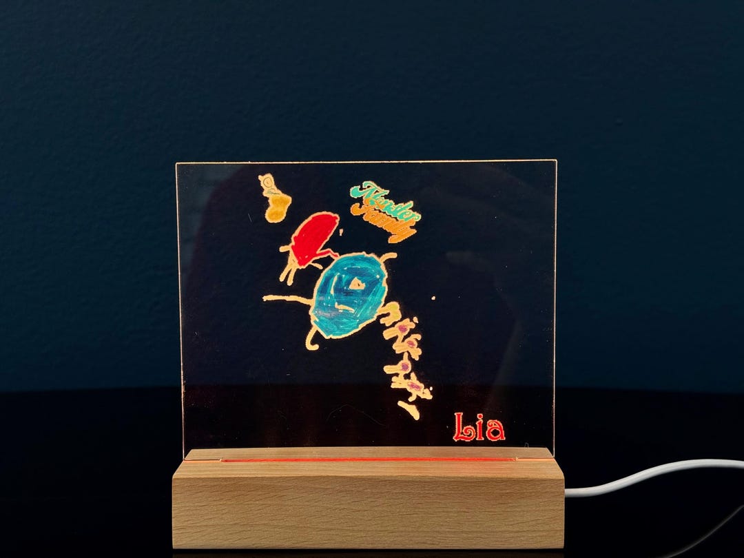 Custom Kids Acrylic Nightlight, Custom Kids Drawing Light, Kids Artwork ...