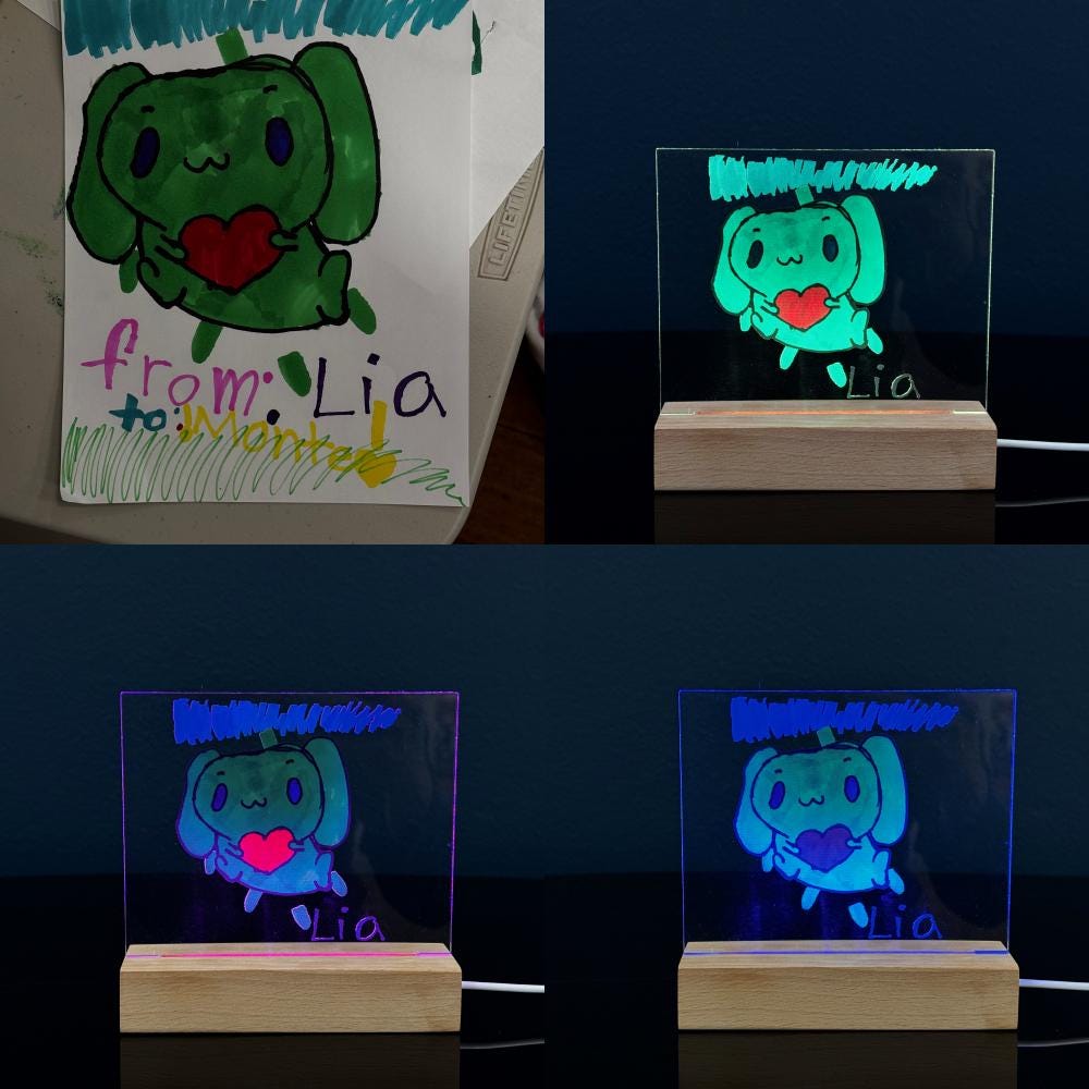 Custom Kids Drawing Light, Custom Kids Acrylic Nightlight, Kid’s ...