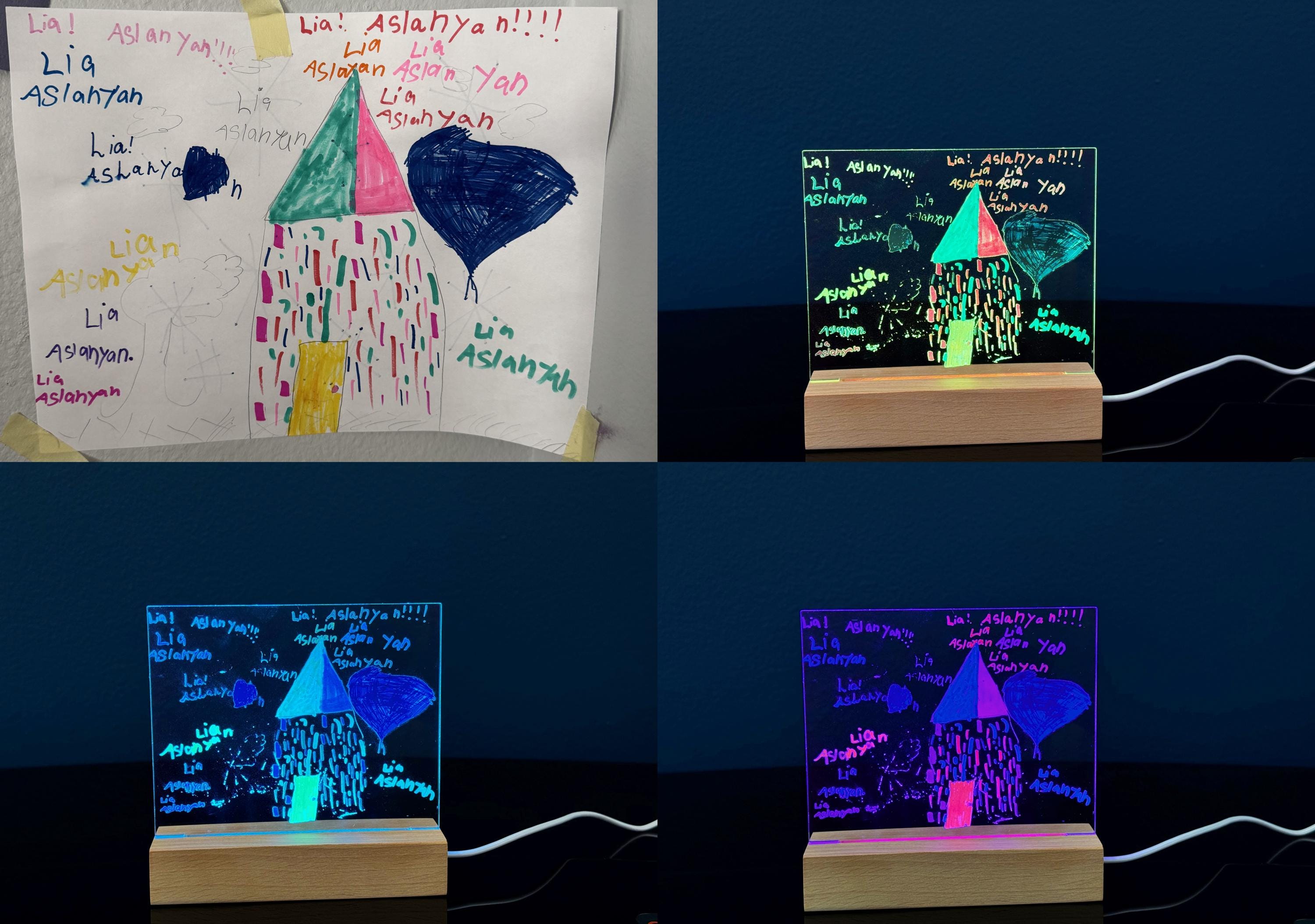 Custom Kids Drawing Light, Custom Kids Acrylic Nightlight, Kid’s ...