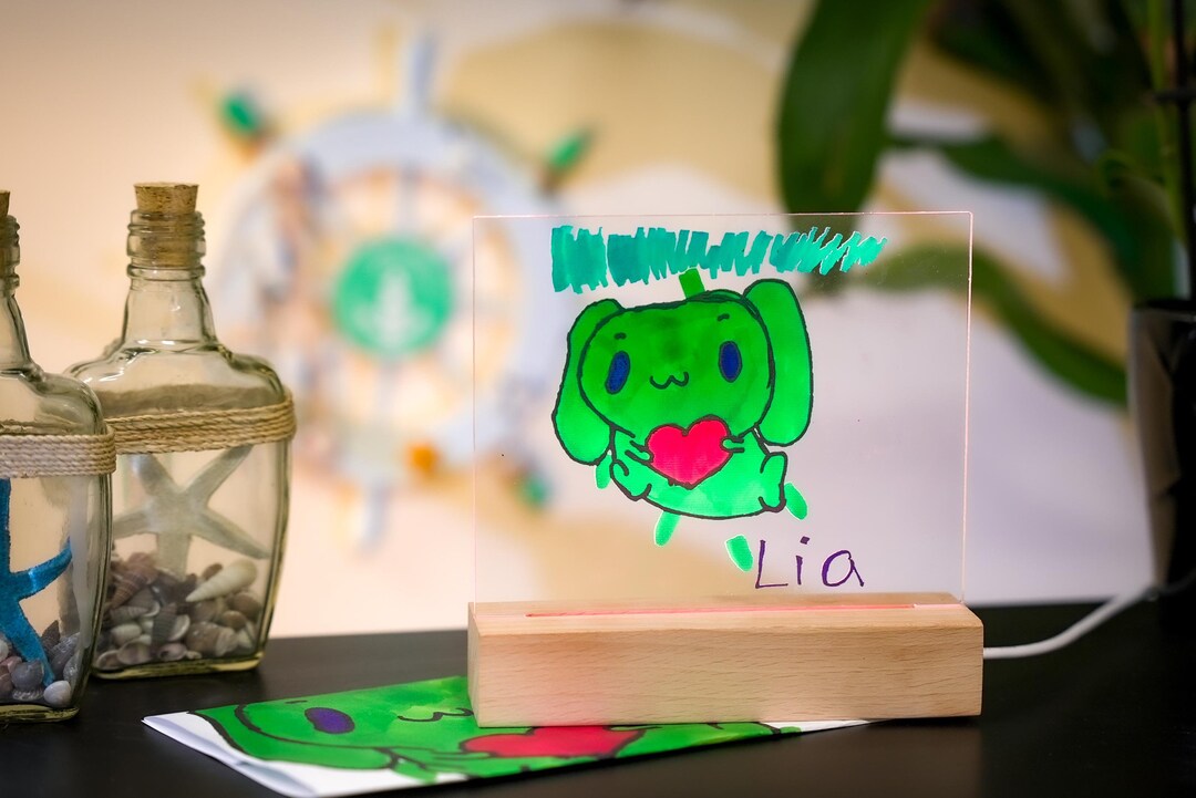 Custom Kids Drawing Light, Custom Kids Acrylic Nightlight, Kid’s ...