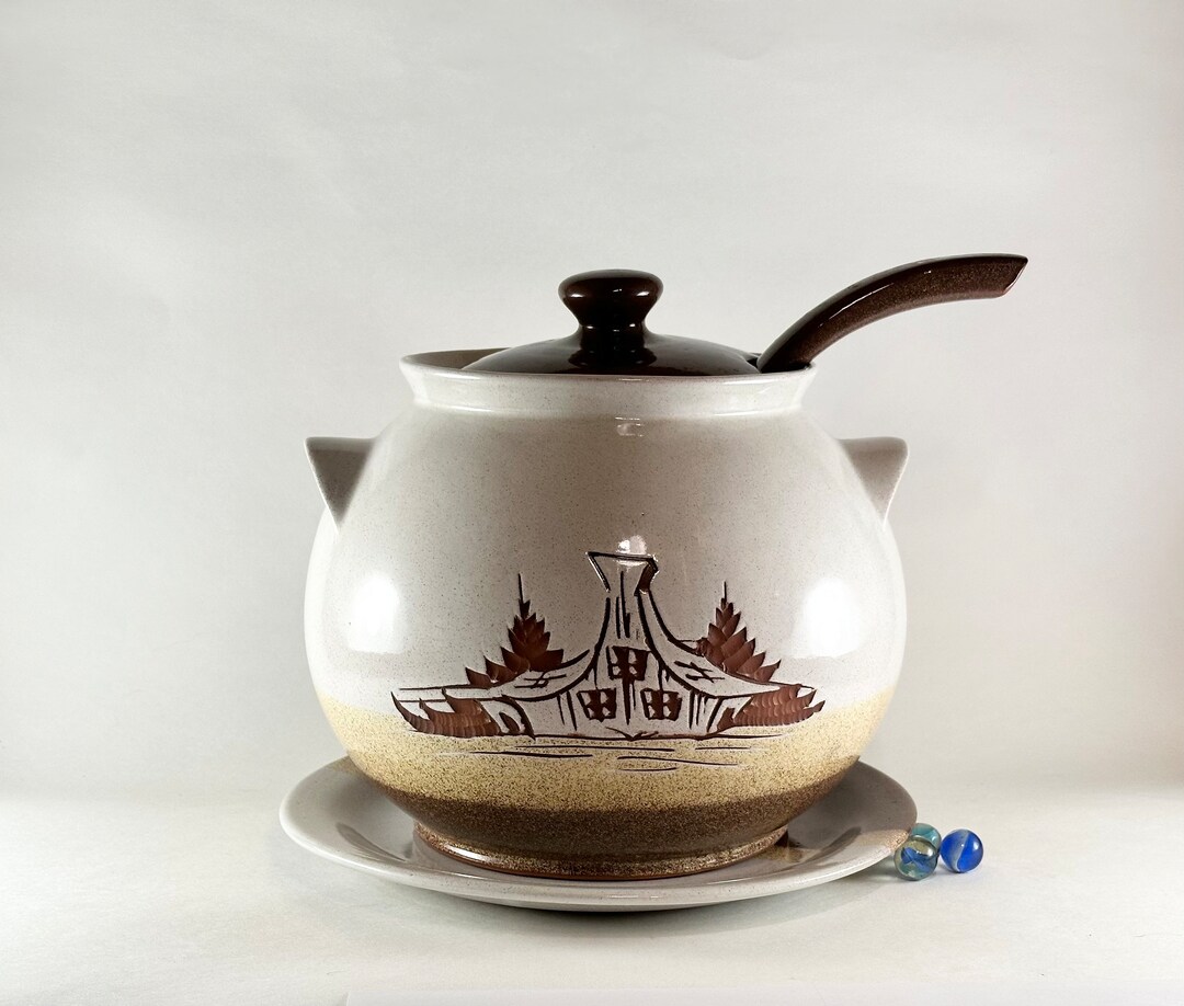 Vintage Quebec Studio Ceramic Pottery Soup Server Depicting Maison La ...