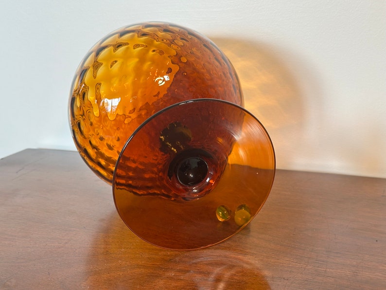 Large Vintage Italian Brandy Balloon in Amber Brown Dimples Handblown ...