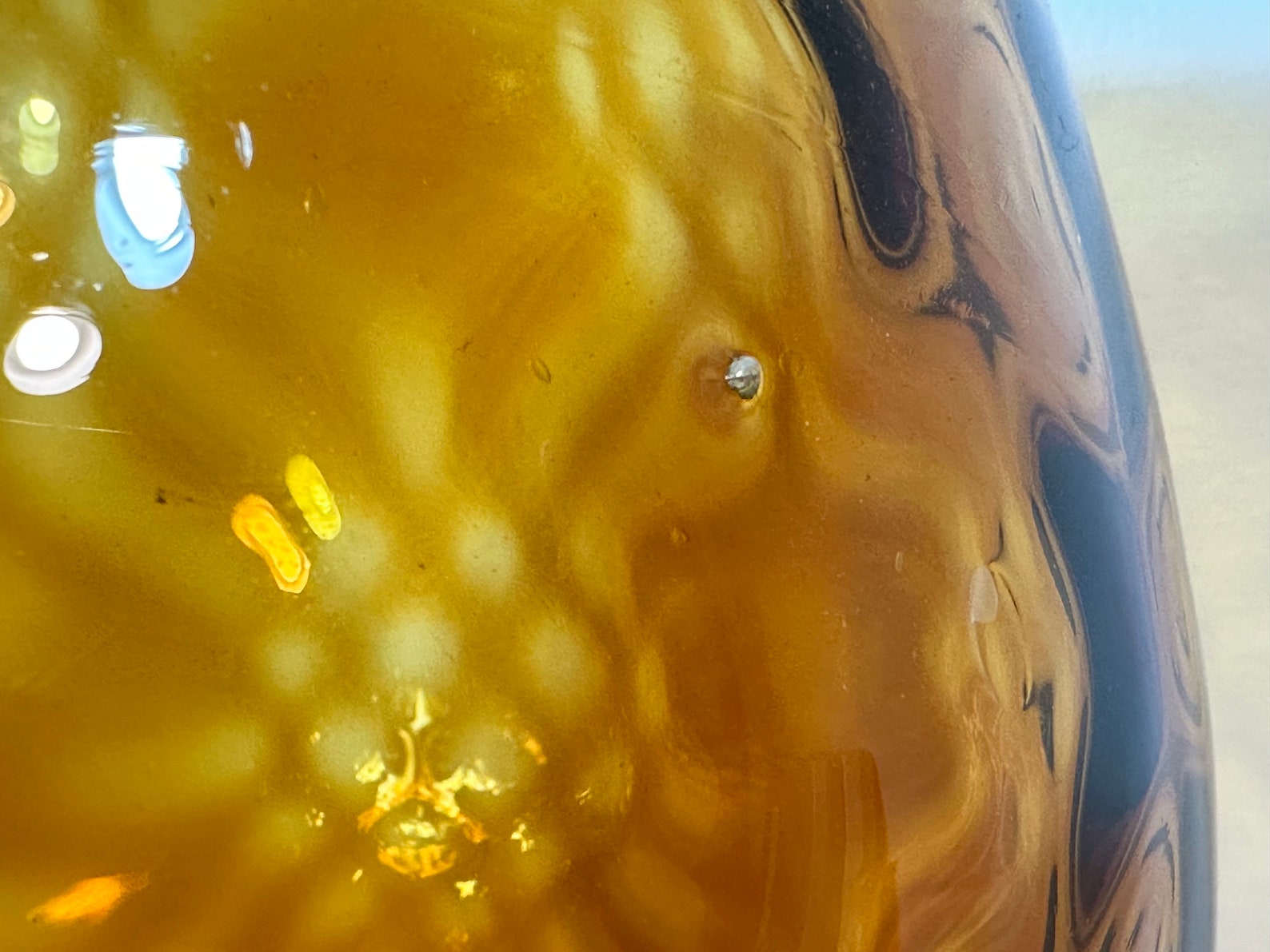 Large Vintage Italian Brandy Balloon in Amber Brown Dimples Handblown ...