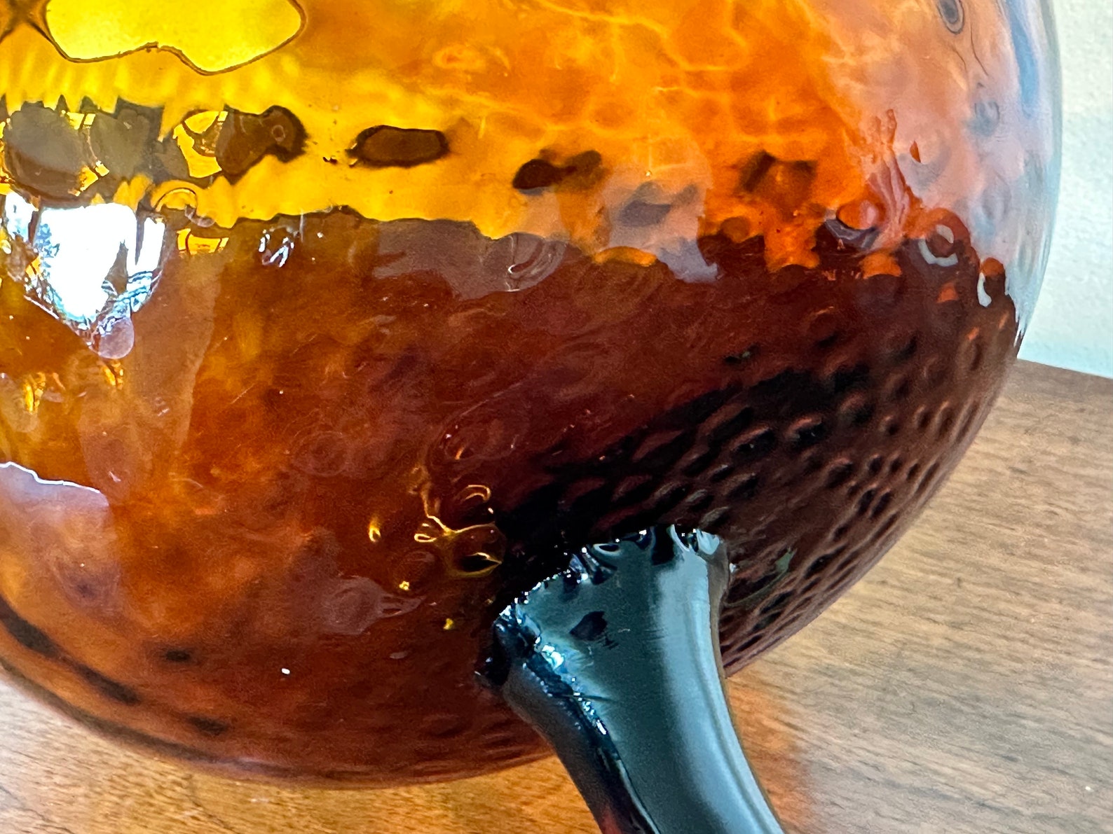 Large Vintage Italian Brandy Balloon in Amber Brown Dimples Handblown ...