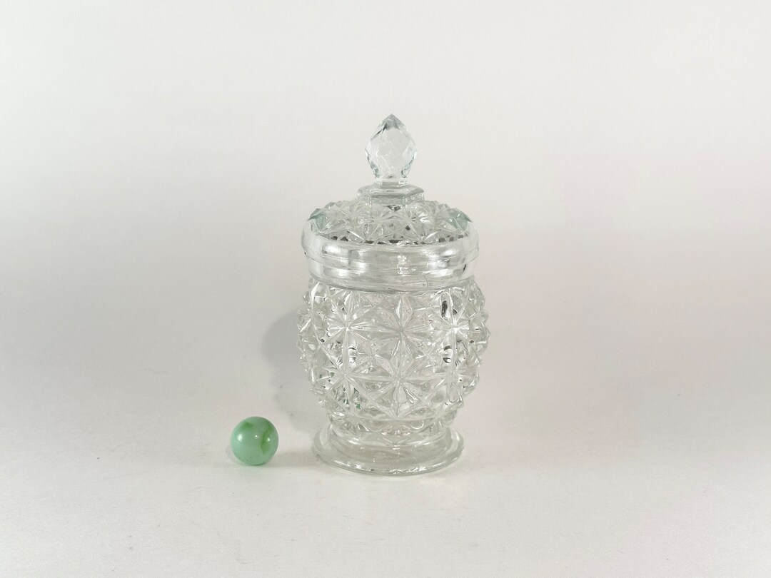 Avon Crystal Facets Cut Glass Jar With Lid Contained Field Flowers ...