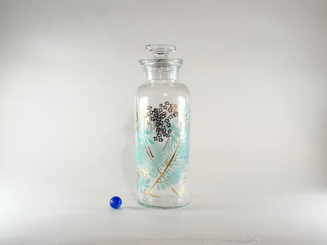Apothecary Bottle With Queen Anne’s Lace and Ferns in Turquoise and ...