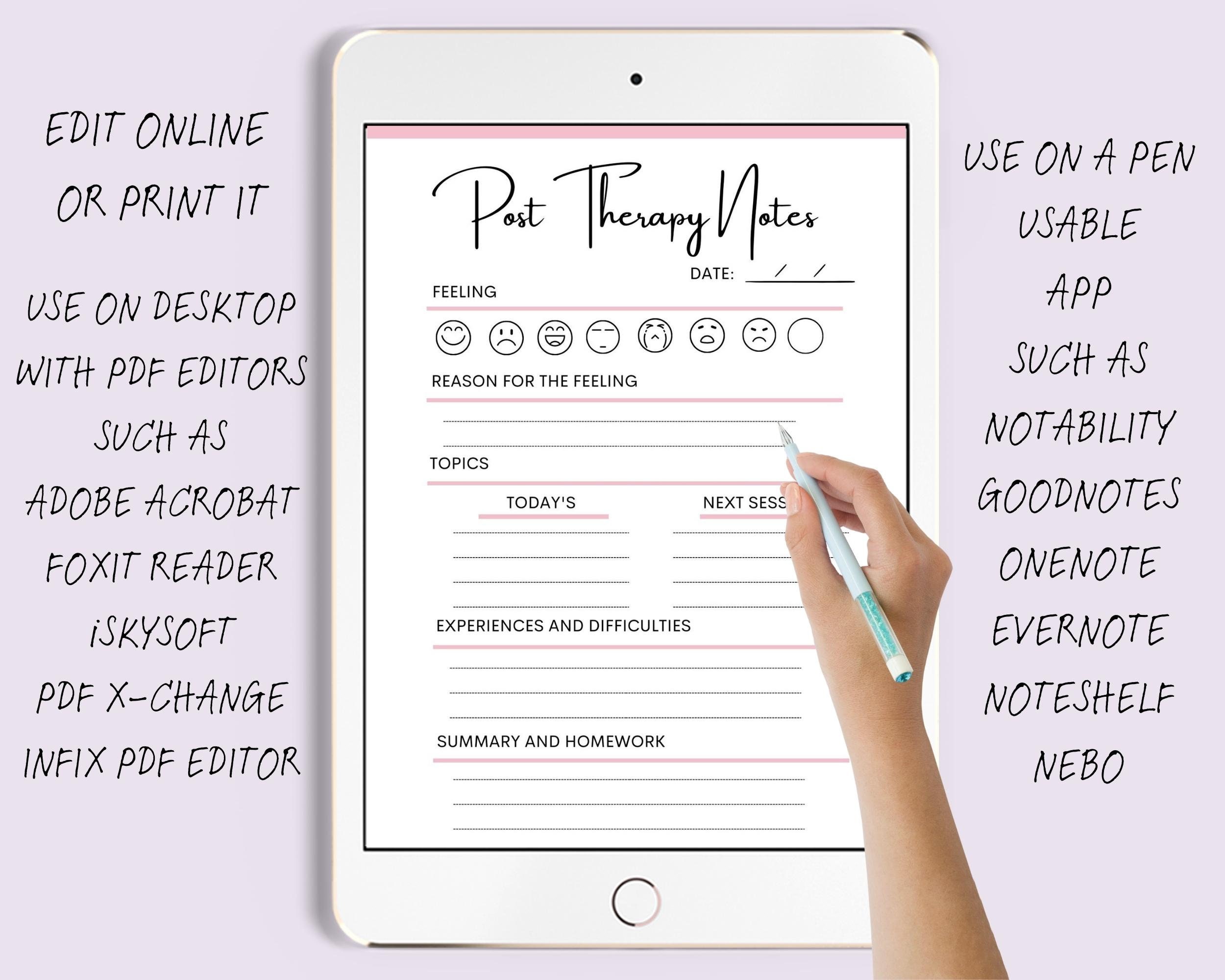 Printable and Editable Therapy Planner, Therapy Journal, Therapy Notes ...