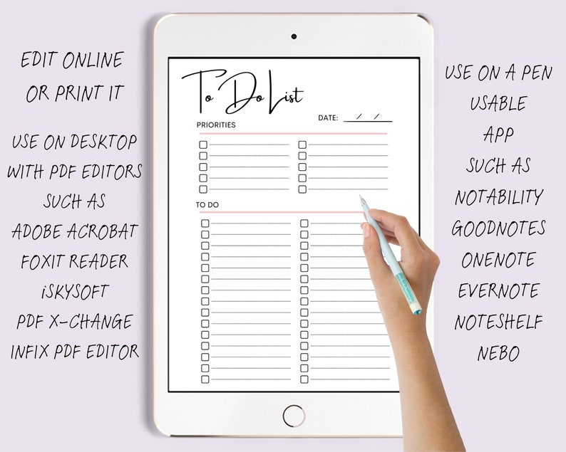 Printable to Do List, Editable to Do List, ADHD Planner, Daily to Do ...