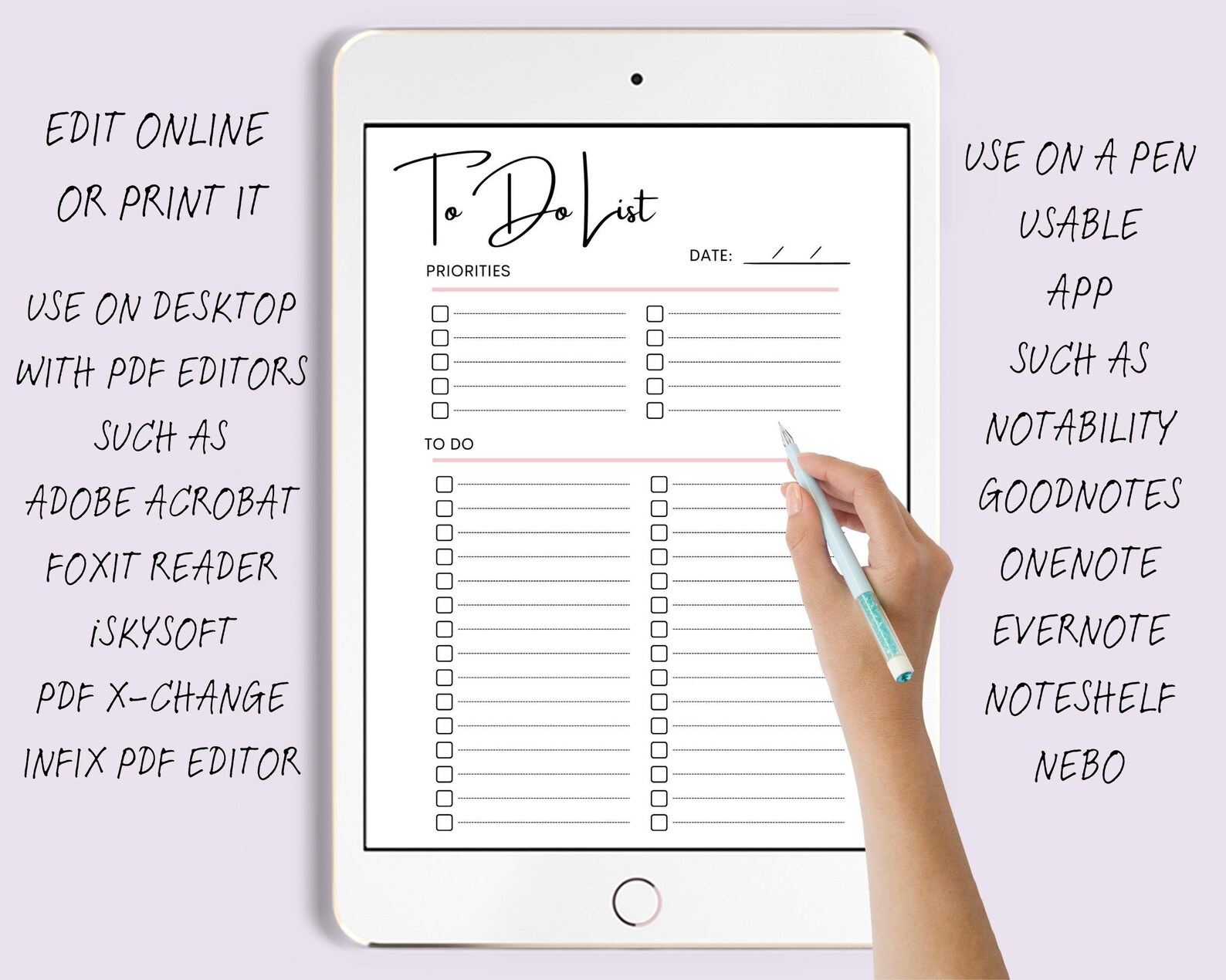 Printable to Do List, Editable to Do List, ADHD Planner, Daily to Do ...