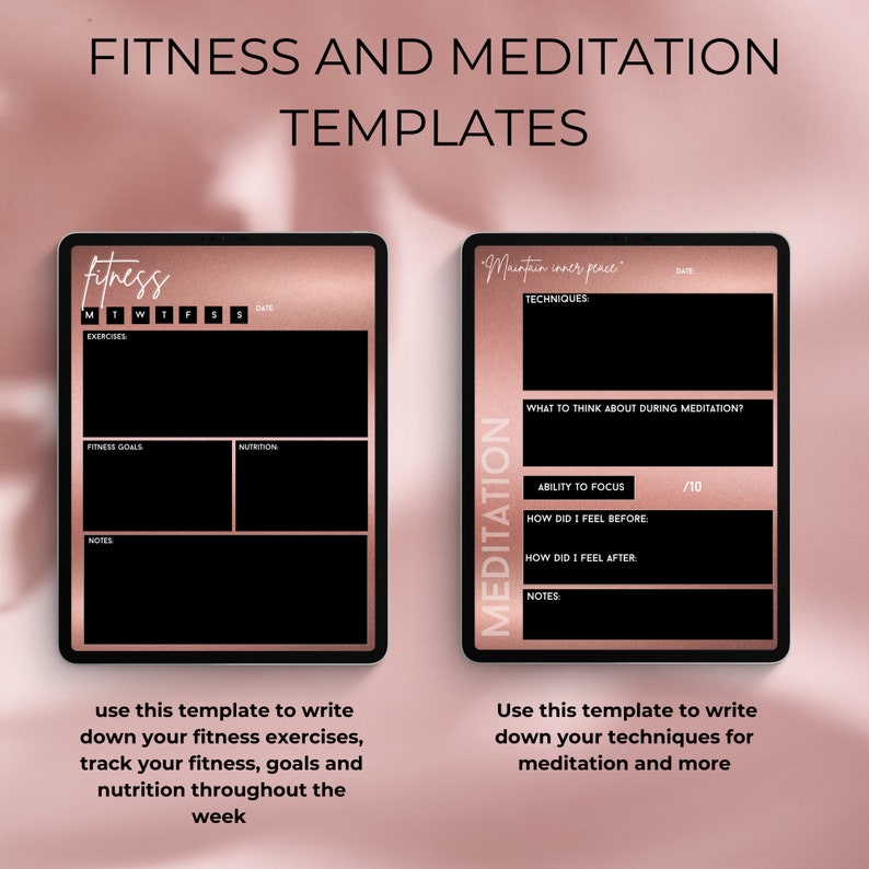 Rose Gold Digital Planner Template Goodnotes Monthly Calendar Weekly ...