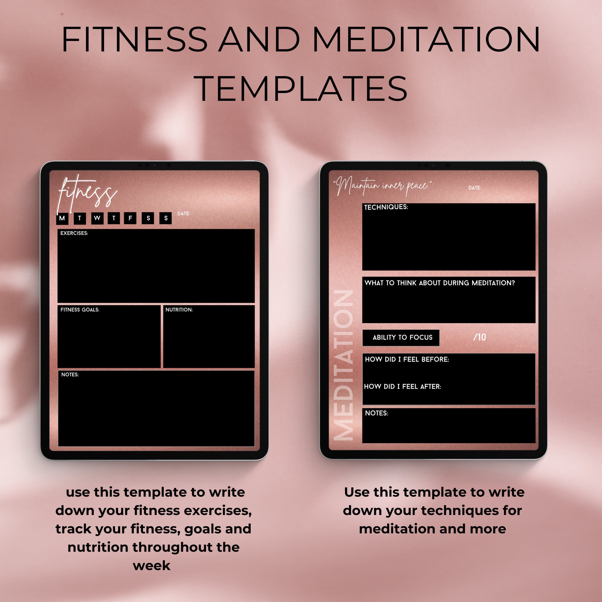 Rose Gold Digital Planner Template Goodnotes Monthly Calendar Weekly ...