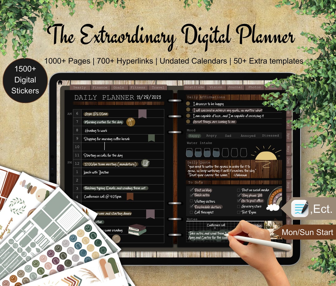 Boho Digital Planner Goodnotes Template Monthly Calendar Boho Planner ...