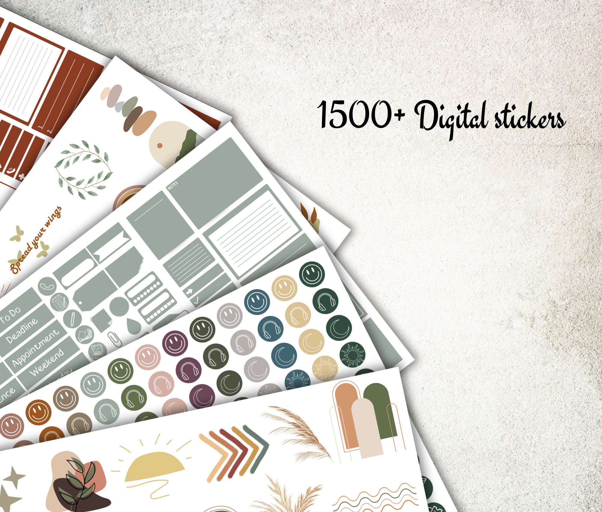 Boho Digital Planner Goodnotes Template Monthly Calendar Boho - Etsy