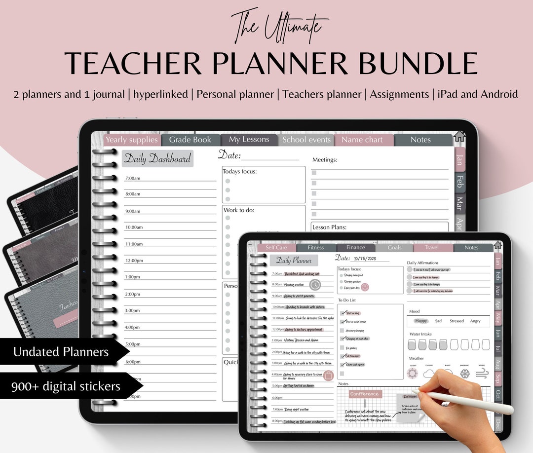 Teacher Digital Planner Homeschooling Planner Daily Schedule Monthly ...