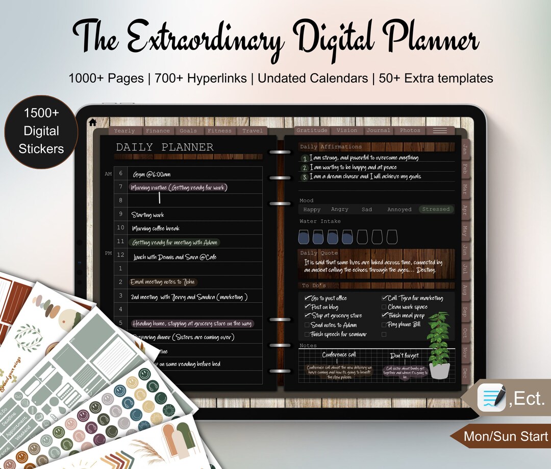 Boho Digital Planner Goodnotes Template Monthly Calendar Boho - Etsy